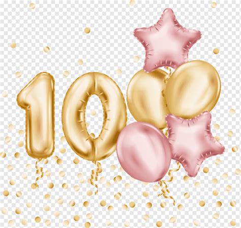 금색 빛나는 숫자 10주년 풍선 Png Pngwing