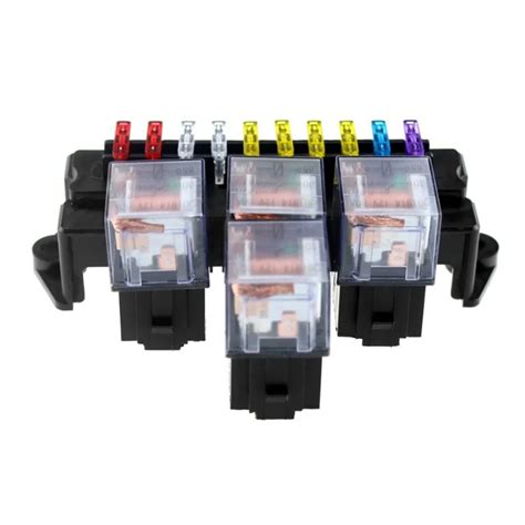 10 Way Fuse Box 5 Pin Socket Base Relay Fuse Holder Block