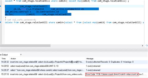 Mysql插入脚本error Code 1136 Column Count Doesnt Match Value Count At