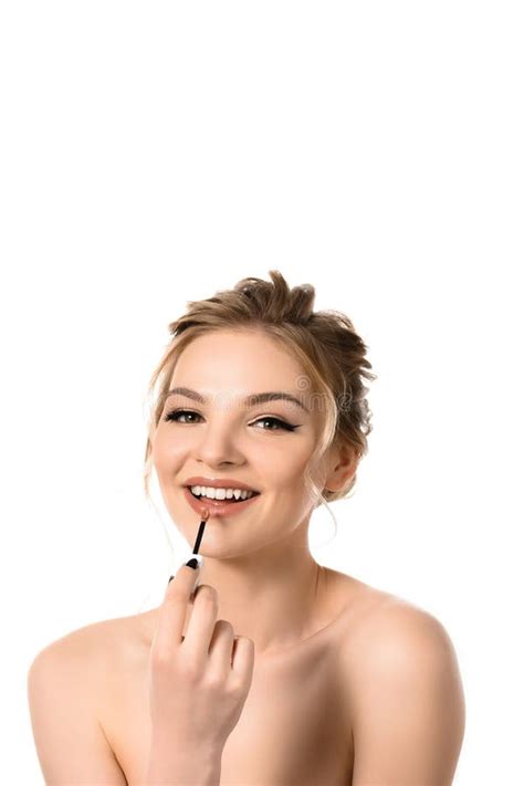 Belle Femme Blonde Nue De Sourire Avec Photo stock Image du nudité