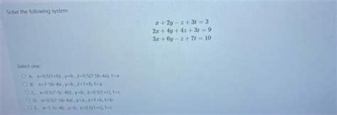 Solved Solve The Following System Chegg