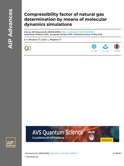 Pdf Compressibility Factor Of Natural Gas Determination By Means Of Molecular Dynamics Simulations