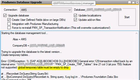 Feature Not Supported Global Temporary Table Must Be Empty To Drop