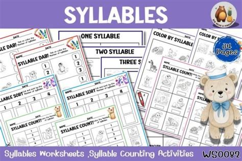 Syllables Worksheets Syllable Counting Graphic By Metinee Art Work