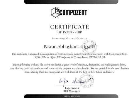 Ai Internship Learningjourney Machinelearning Compozent Careergrowth Pawan Tripathi