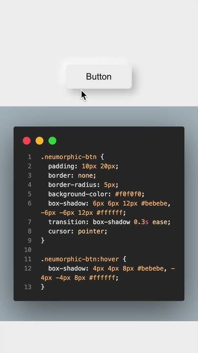 creating neumorphic button by using html and css html css coding