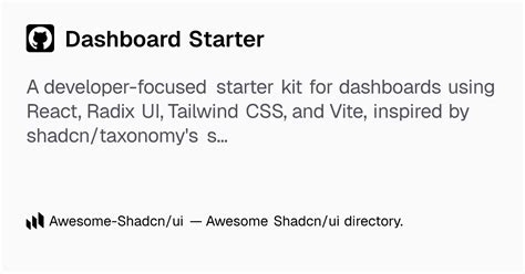 Dashboard Starter Build Dashboards With React Radix Ui Tailwind And Vite Inspiration