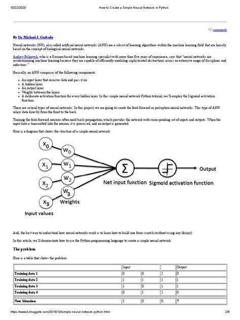 How To Create A Simple Neural Network In Python Pdf Artificial