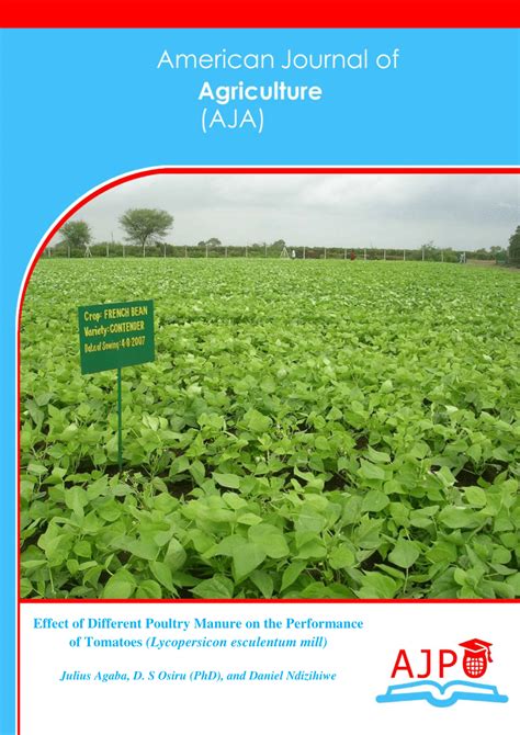 Pdf Effect Of Different Poultry Manure On The Performance Of Tomatoes