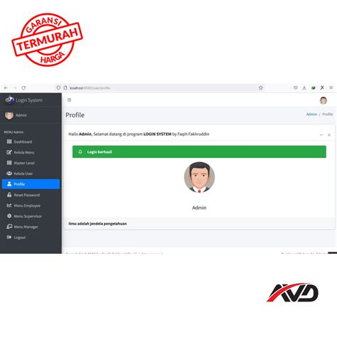 Jual Source Code Sistem Login Multi User Dan Multi Level Dengan Codeigniter 4 Dan Template Admin