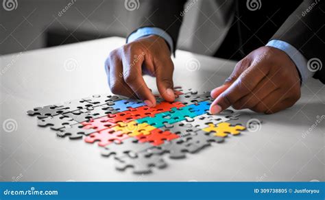 Solving A Colorful Jigsaw Puzzle Generative Ai Stock Image Image Of Game Interaction 309738805