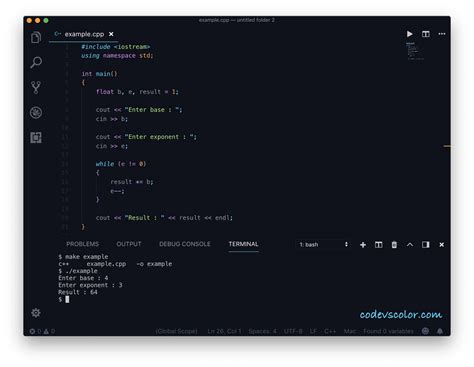 C Program To Find The Power Of A Number Codevscolor
