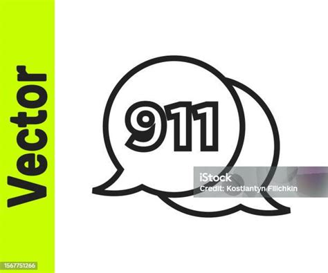 흰색 배경에 격리 된 비상 전화 911 아이콘과 검은 줄 전화 경찰 구급차 소방서 전화 전화 벡터 1위에 대한 스톡 벡터 아트 및 기타 이미지 Istock