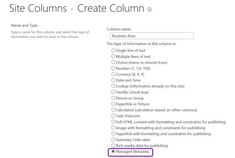 Creating A Managed Metadata Column In Sharepoint Online Enterprise Knowledge