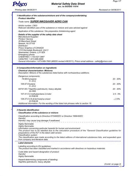 Material Safety Data Sheet Spicers Canada