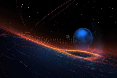 Solar Sailing Trajectory Simulation On A Screen Stock Illustration
