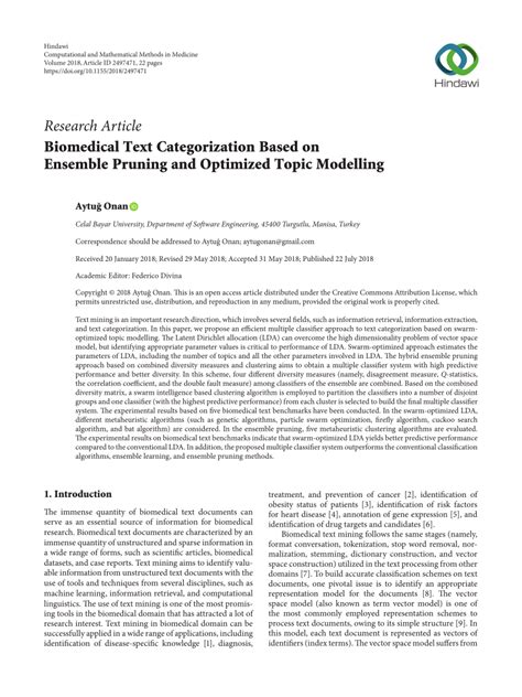 Pdf Biomedical Text Categorization Based On Ensemble Pruning And
