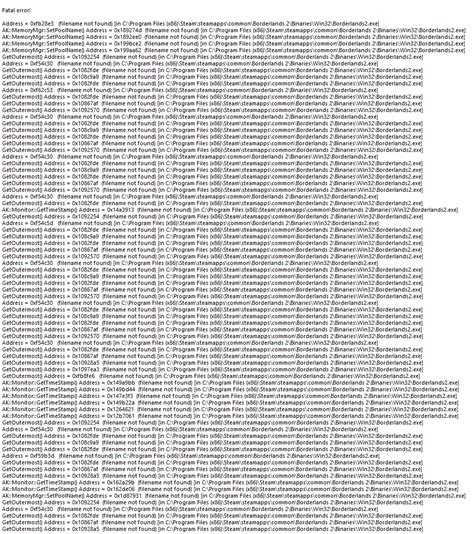 Fatal Error When Typing Exec Patchexe Into Console Rborderlands2