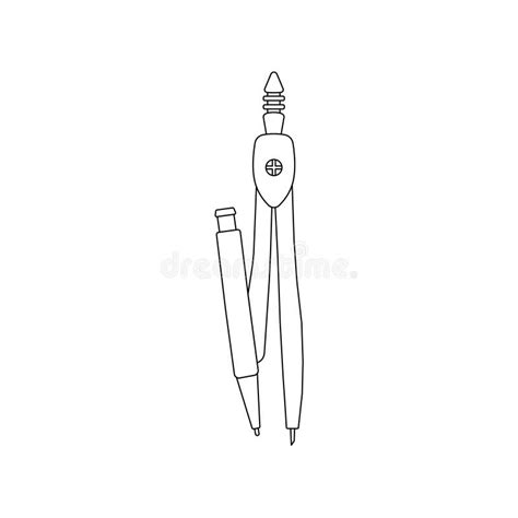 Pair Of Compasses Outline Icon Illustration On White Background Stock
