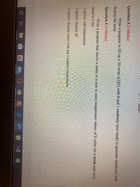 solved question 3 [3 marks] write a program to fill up a 2d