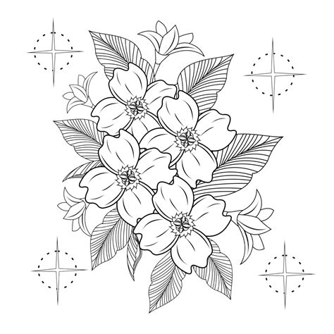 Aesthetic Rustic Flower Bouqet Aesthetic Flower Hand Draw Vector Hand