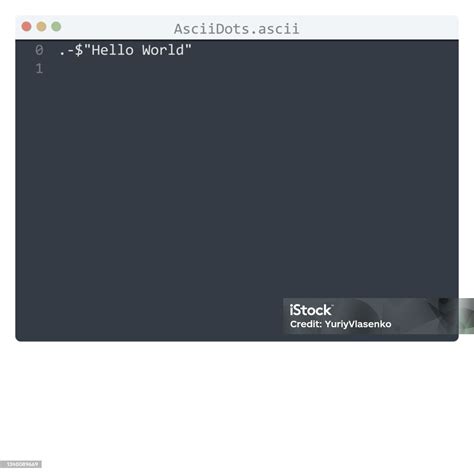 Contoh Program Hello World Bahasa Asciidots Dalam Ilustrasi Jendela Editor Ilustrasi Stok