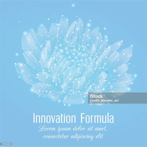 밝은 파란색 배경에 크리에이 티브 다각형 꽃입니다 낮은 폴 리 와이어 프레임 스타일에 과학과 아름다움 혁신 개념 꽃 식물에 대한 스톡 벡터 아트 및 기타 이미지 Istock