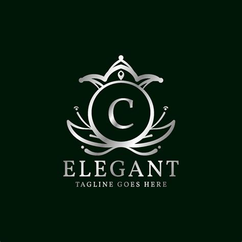 Letter C Elegant Leaves And Crown Crest Vector Logo Design 13324680