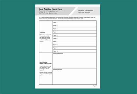 Eft Cycle Questions Worksheet Pdf Therapybypro