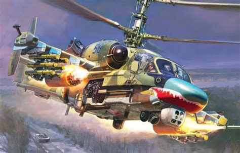 Обои Росси Андрей Жирнов Ка 52 «Аллигатор РОССИЙСКИЙ РАЗВЕДЫВАТЕЛЬНО УДАРНЫЙ ВЕРТОЛЁТ на