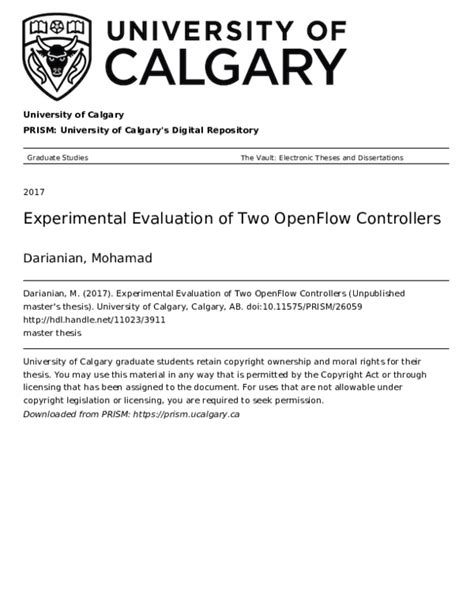 Pdf Experimental Evaluation Of Two Openflow Controllers