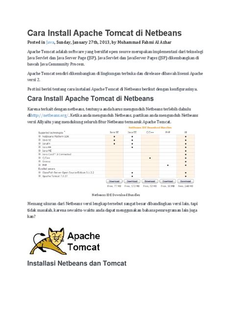 Cara Install Apache Tomcat Di Netbeans Pdf