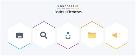 Basic Ui Elements 25 Flat Icon Pack Including Volume Sound Male Storage File 19746766 Vector