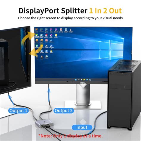 GetUSCart Displayport Switch Splitter 1 In 2 Out Or 2 In 1 Out 4K60Hz Bidirectional