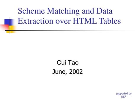 Ppt Scheme Matching And Data Extraction Over Html Tables Powerpoint Presentation Id6083245