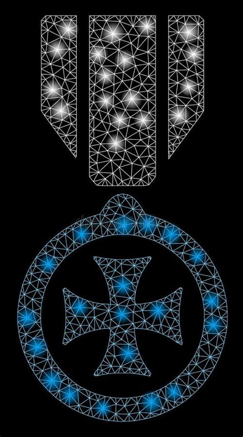Glowing Mesh Wire Frame Maltese Cross With Flash Spots Stock Vector Illustration Of Eps10