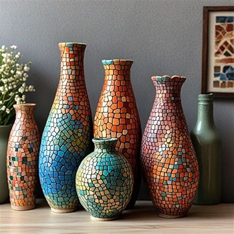 A Collection Of Colorful Vases Are On A Table Premium Ai Generated Image