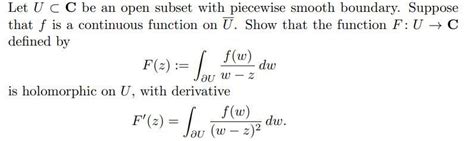 Solved Let U⊂c Be An Open Subset With Piecewise Smooth