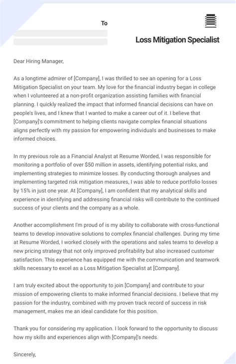 14 Loss Mitigation Specialist Cover Letter Examples Plus Recruiter