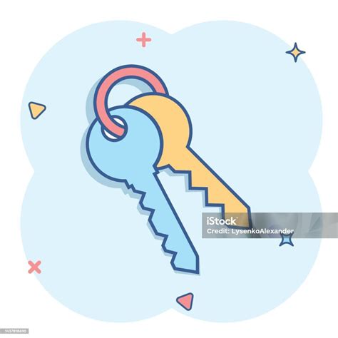 코믹 스타일의 키 아이콘 흰색 격리 된 배경에 암호 만화 벡터 그림 액세스 스플래시 효과 비즈니스 개념 가까운에 대한 스톡 벡터 아트 및 기타 이미지 Istock