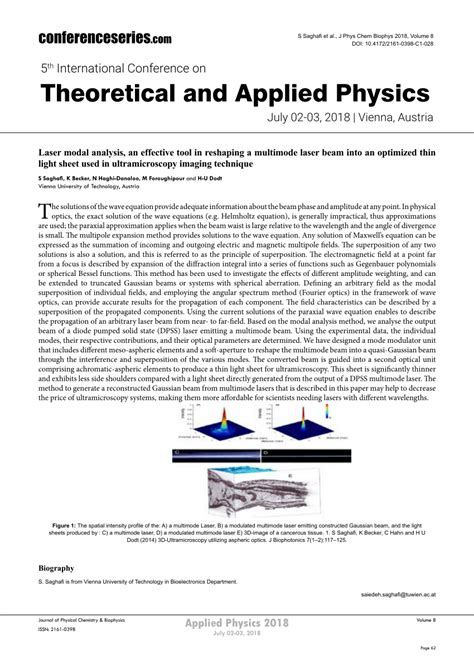 Pdf Theoretical And Applied Physics Laser Modal Analysis An Effective Tool In Reshaping A