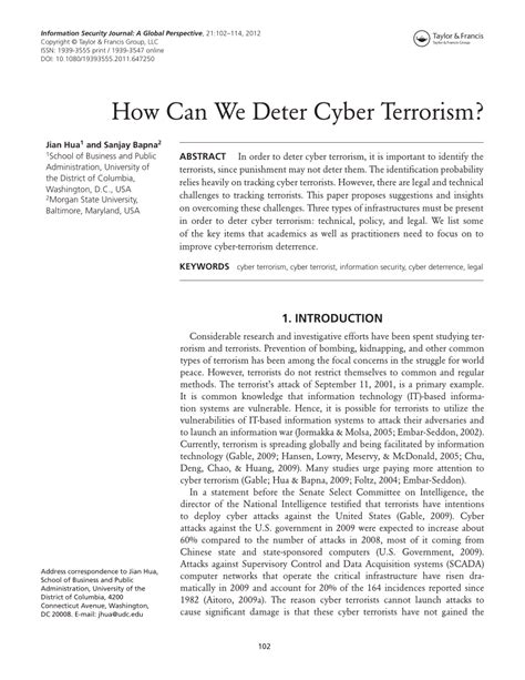 Pdf How Can We Deter Cyber Terrorism