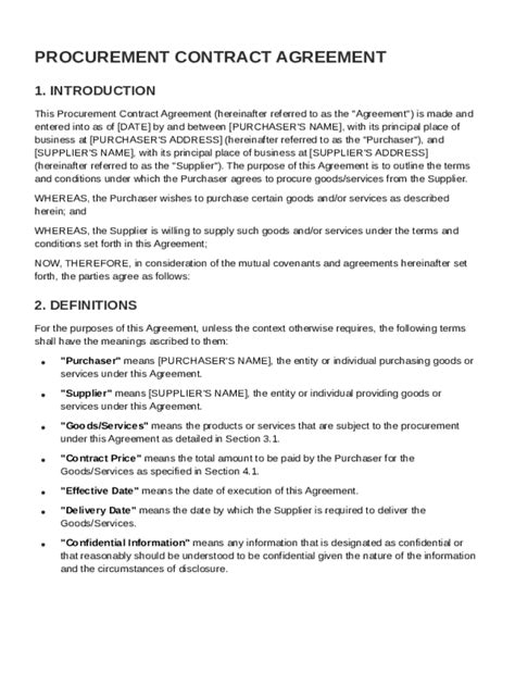 Procurement Contract Template Fill Out And Sign Online Dochub