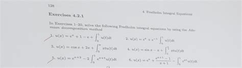 Solved In Exercises 1 20 Solve The Following Fredholm