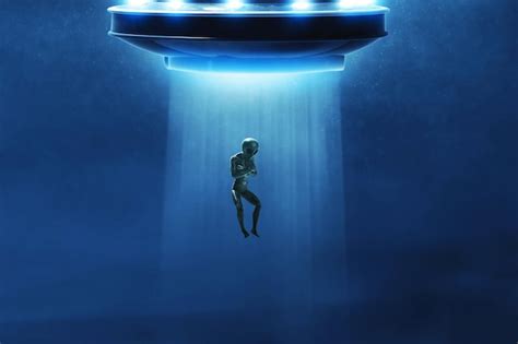 Premium Photo Unidentified Flying Object On Blue Background