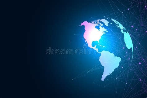 World Map Point With Global Technology Networking Concept Digital Data Visualization Lines
