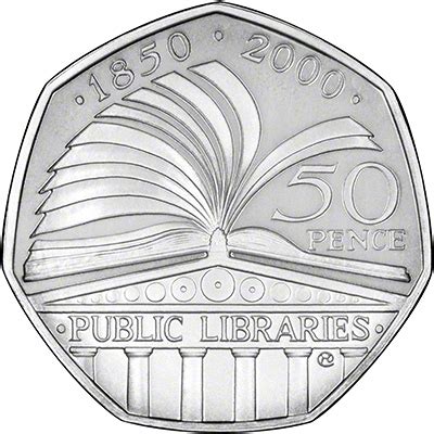 2000 Fifty Pences British Public Libraries Issue