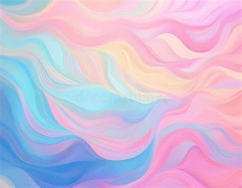 Pastel Soft Waves In Abstract Fluid Design Gentle Calming Background With Flowing Smooth