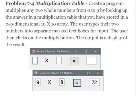Solved Problem Multiplication Table Create A Program Chegg Com