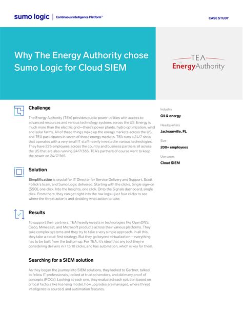 Why The Energy Authority Chose Sumo Logic For Cloud Siem